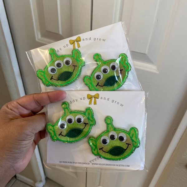 Toy Story Alien Felt Hair Clip, Pigtail Bows, Giddyupandgrow - Etsy