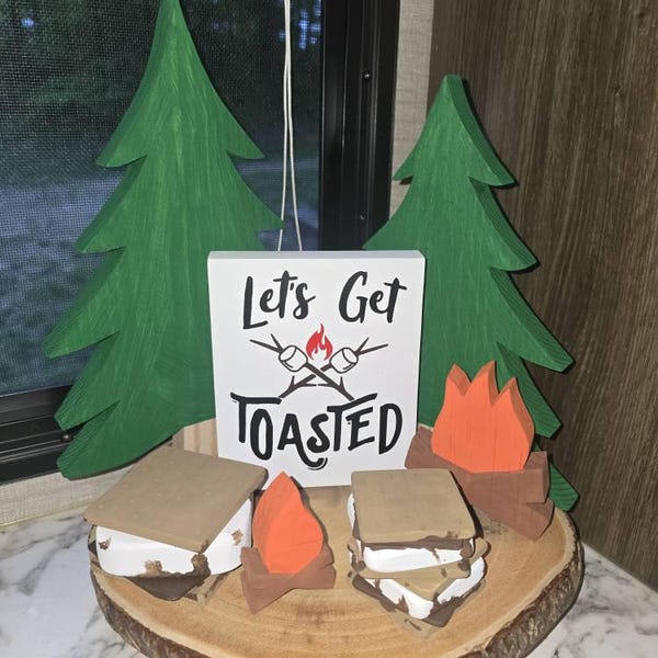 Pine Tree Décor, Camping Tiered Tray, Summer Camp Décor, Cabin Décor ...