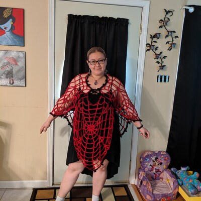 Halloween Costume Lydia Deetz Look Black Red Poncho Beetlejuice Cosplay ...