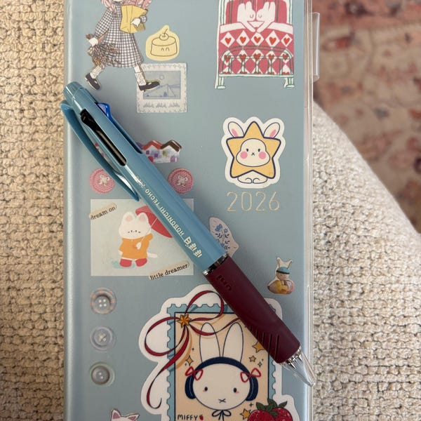 Strawberry Bunny Stamp Sticker: Waterproof Vinyl Sticker - Etsy