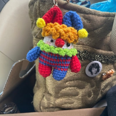 Crochet Clown Keychain, Cute Clown Keychain, Crochet Joker Key Ring ...