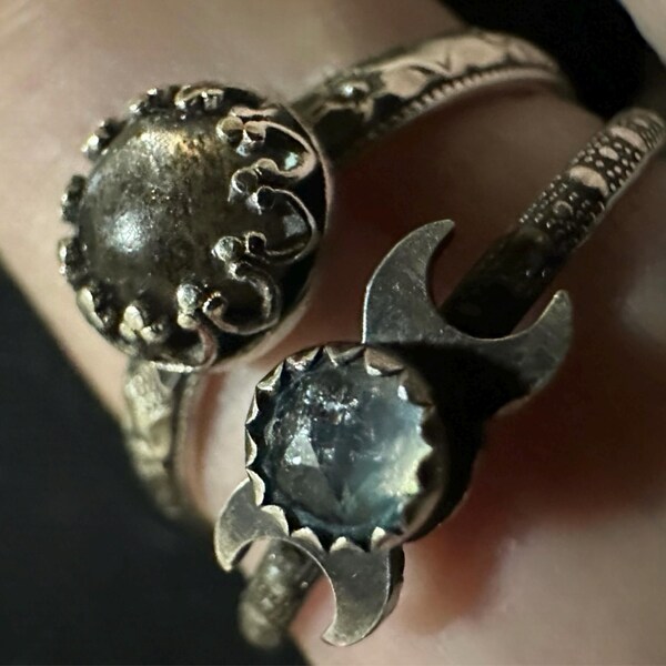 Hecate Ring triple Moon Goddess Ring Hekate 3 Ring Set Moonstone Ring ...