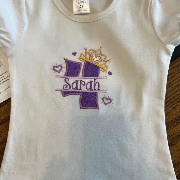 Split Princess Tiara #4 Applique Machine Embroidery Design Birthday ...
