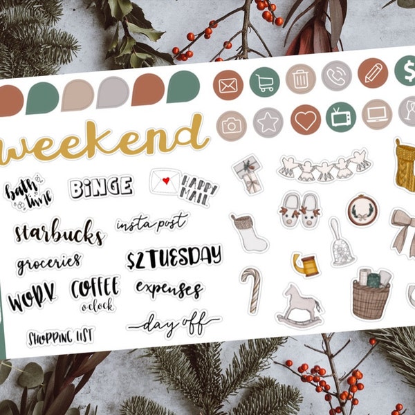 Christmas Clipart Kit Commercial Use White Christmas Clipart Rustic ...