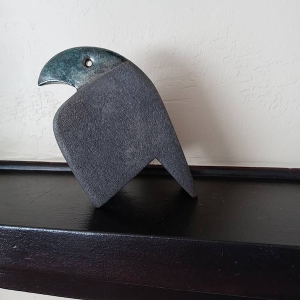 Ceramic Sculpture "blue Raven" , Raku Ceramic , Sculpture of Crows ...