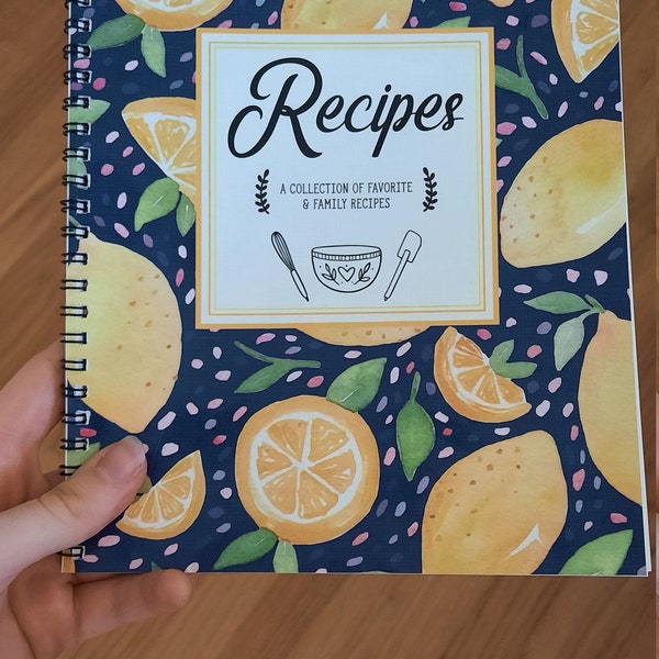 Recipe Journal, Watercolor Lemons Blank Cookbook, Recipe Notebook ...