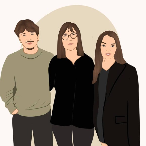 Custom Family Portrait Illustration, Personalized Digital Drawing From ...