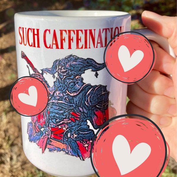 FFXIV Coffee Mug Gaius "such Caffeination", FF14 Mug Gaius Meme Coffee ...