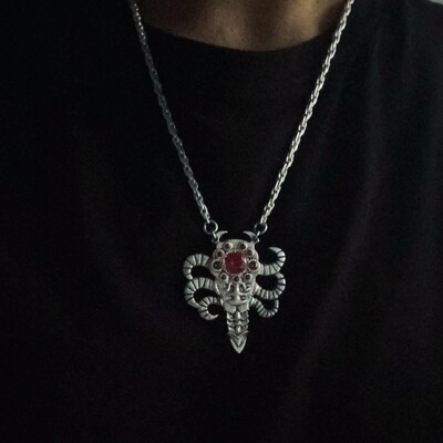 Black Metal Trident Pendant Lucifer Thelema Necklace , Satanic Dark ...