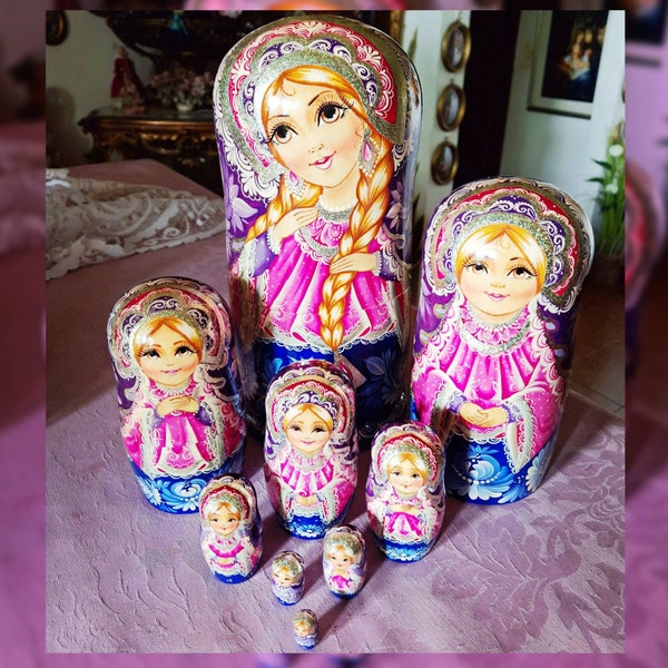 Nesting Dolls, Matryoshka angel With Arch 7 Tall,5 Pieces Inside.hand ...