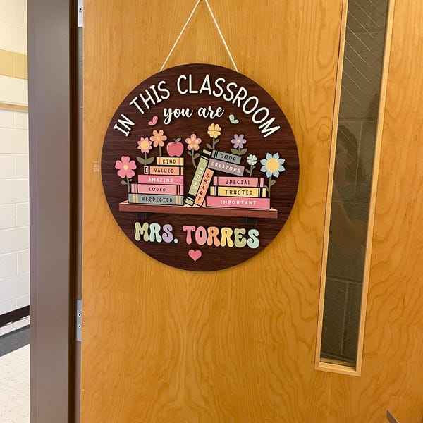 Disco Classroom Door Sign, Groovy Teacher Door Hanger, Back to School ...