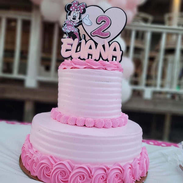 Personalize Minnie Mouse Name Cake Topper, Minnie Mouse Club House Name ...