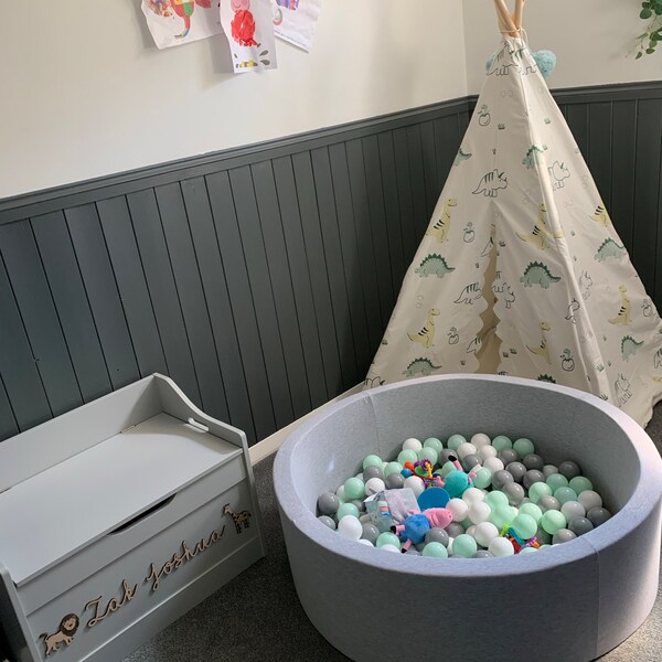 Personalised Toy Box - Soft Grey - Etsy UK