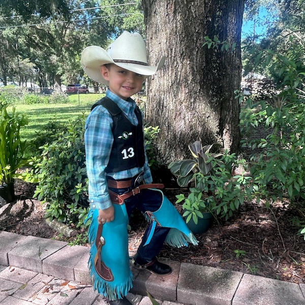 Custom Made Kid's Bronc Riders Chaps/ New/ Custom Leather/ Patriotic ...