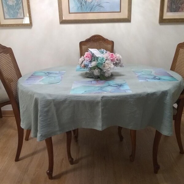 Extra Large Round Ruffled Dusty Rose Tablecloth / Custom Soft Pink ...