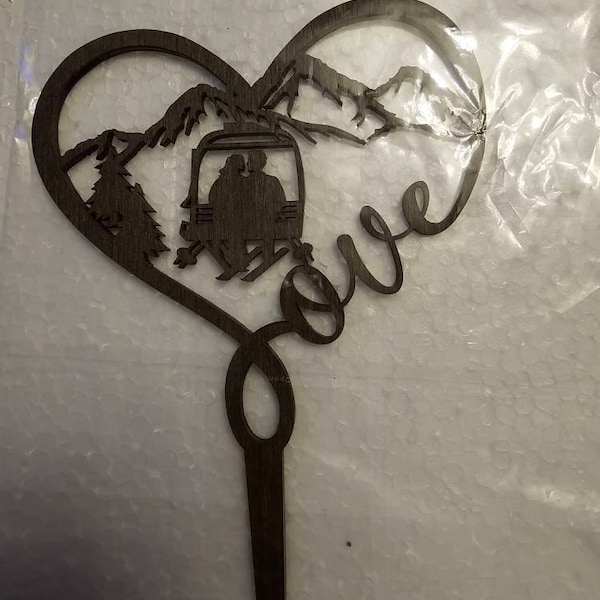 Ski Wedding Cake Topper, Winter Wedding Topper, Skiing Ski Lift Cake ...