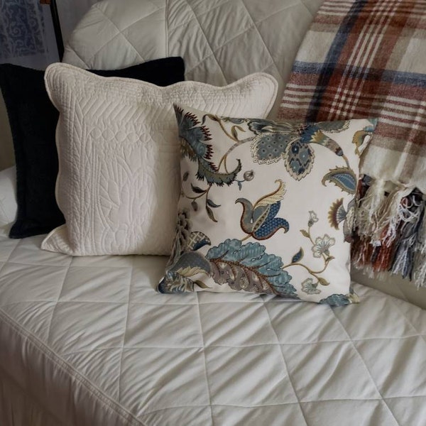 Linen Pillow Cover, Waverly Ballad Bouquet, Invisible Zipper Closure ...