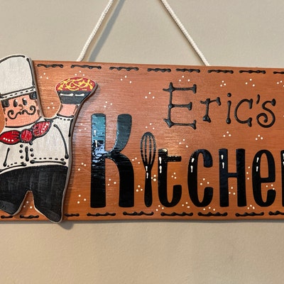Personalize FAT CHEF KITCHEN Sign Wall Name Wall Hanger Hanging Plaque ...