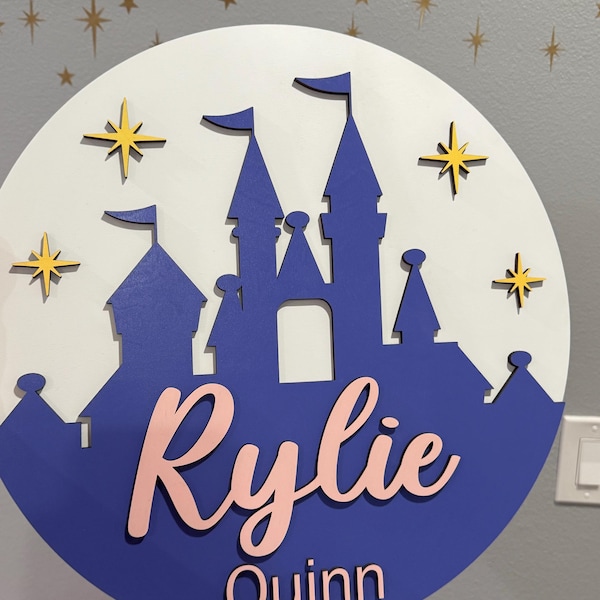 Custom Princess Castle Name Sign: Laser Cut Wood Nursery Decor - Etsy