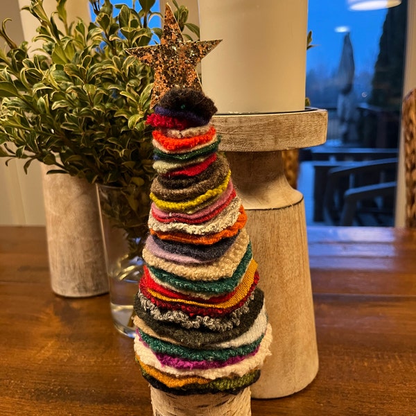 Multicolor Rainbow Felted Wool Christmas Tree Set Handmade Wool Decor ...