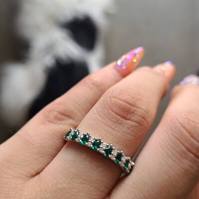 Color Changing Gemstone Ring, 6x8mm Emerald Cut Alexandrite Wedding ...