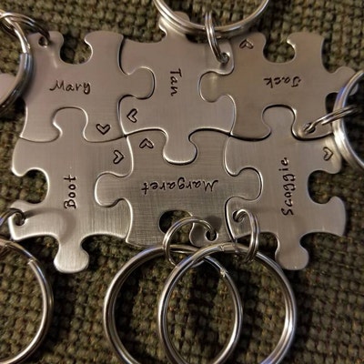 Customized Puzzle Piece Key Chain Personalized With Names Best - Etsy