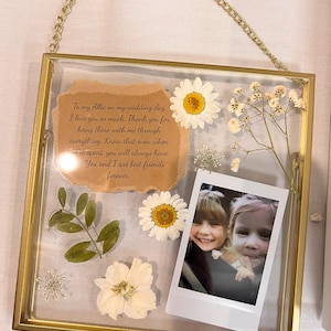 Pressed Flower Picture Frame and Custom Message Gold Hanging Frame ...