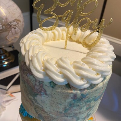 Vintage World Map Edible Cake Wrap or Pinwheel and Congrats Cake ...