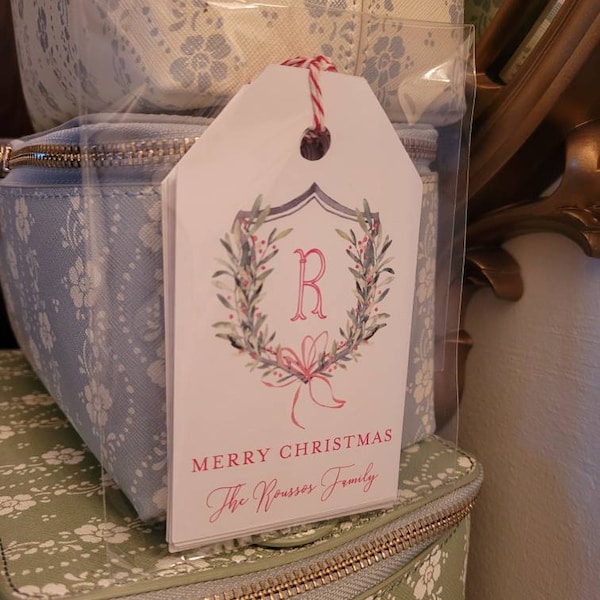 Personalized Christmas Gift Tags Christmas Crest Custom Christmas Gift ...