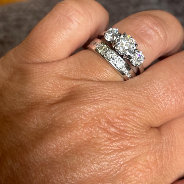 Lab Emerald 3mm Wide Full Eternity Ring / Stacking Ring in White Gold ...