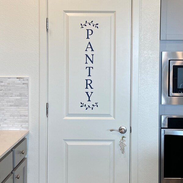 Vertical Curved Leaves Pantry Decal - Kitchen Pantry Sticker - Food ...