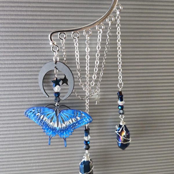 Luna Raven Ear Cuff With Purple Quartz Crystal, Bird Skull Ear Cuff ...