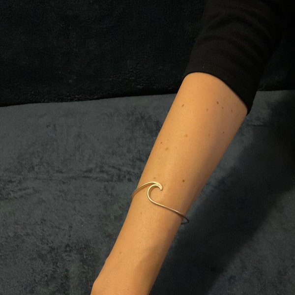 Wave Cuff Bangle, Sterling Silver, Beach Jewellery, Ocean Bracelet ...