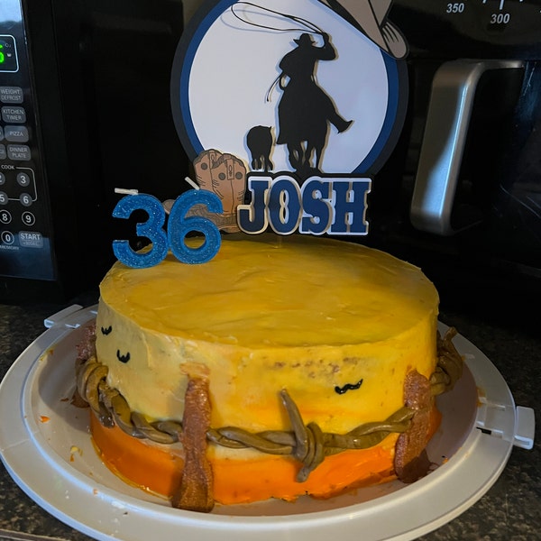 Calf Roping Cake Topper, Rodeo Cake Topper, 3D Cake Topper, Custom Name ...