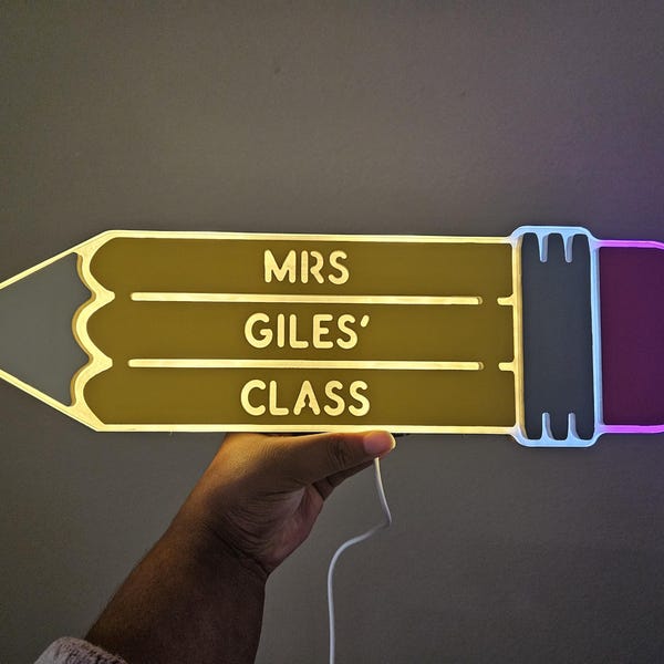 Pencil LED Sign: Teacher Classroom Decor - Etsy