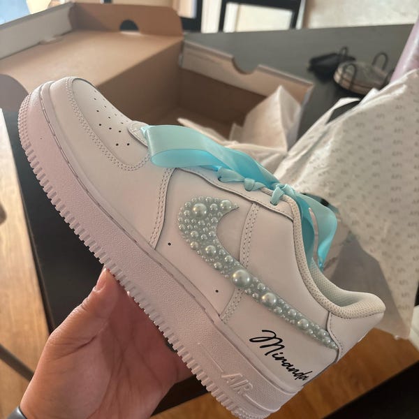 Nike Wedding Personalized Sneakers, Prom, Graduation Light Blue Baby ...