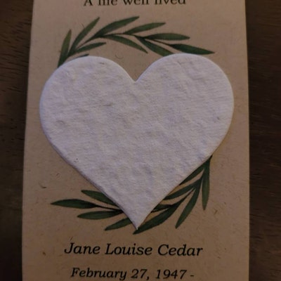 Flower Seed Paper Memorial Cards in Loving Memory Plantable Paper ...