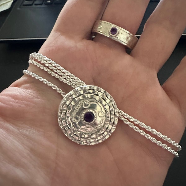 Skyrim Silver Garnet Ruby Necklace and Ring: Handmade Fine Silver Elder ...
