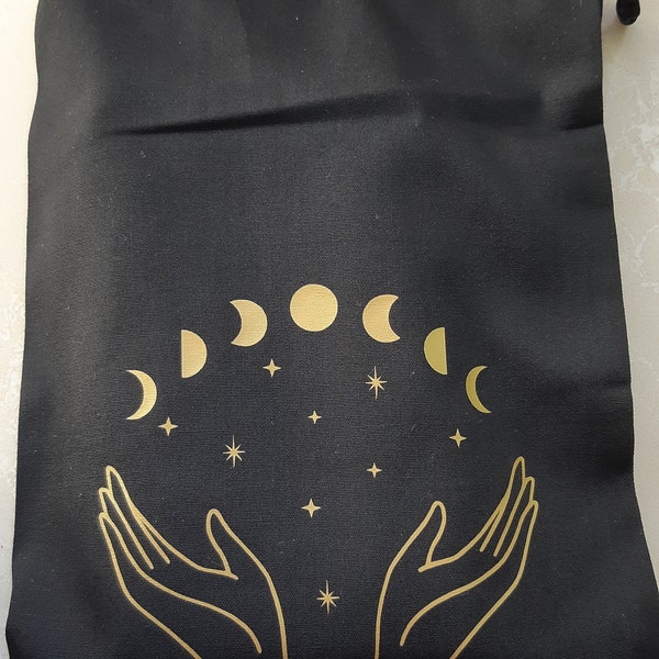 Moon Witch Drawstring Pouch Bag for Tarot Cards, Crystals, Witchy ...