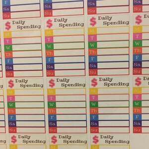 Daily Spending Stickers printable. Expense Log Budget Plan - Etsy