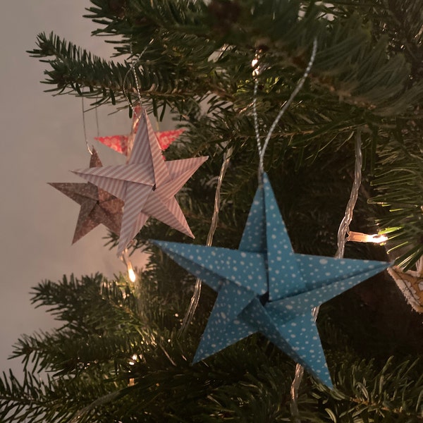 Christmas Origami Stars ~ Set of 12 Handmade Paper Stars ~ Christmas ...