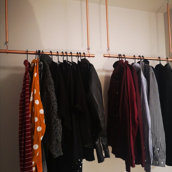 Hanging Copper Clothes Rail, Clothes Rack, Hanging Rail, Copper Rails ...