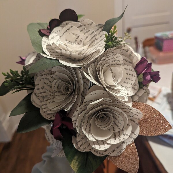 Custom Book Rose Bouquet, Wedding Bouquet - Etsy