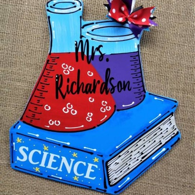 Personalized SCIENCE TEACHER SIGN Class Classroom Name Room Door Plaque ...