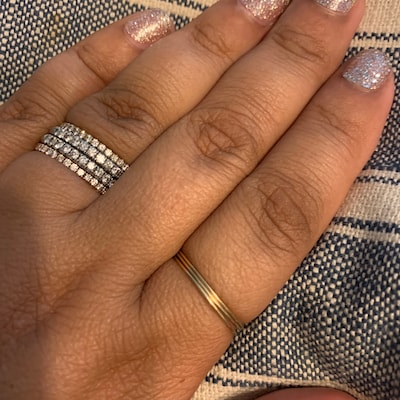 SOLID Gold Ultra Thin Stacking Ring, Super Skinny, 14k Gold, Threadbare, Delicate, Slender, Tiny ...