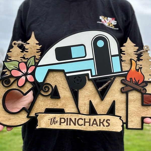 Camp Camper Sign - Easy Finish - Laser Cut File - Glowforge and All ...