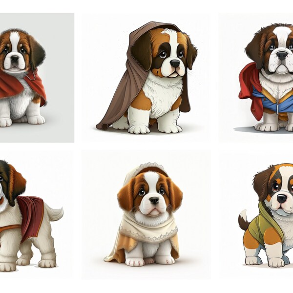 Saint Bernard Puppies Clipart, Saint Bernard Instant Download, Digital ...