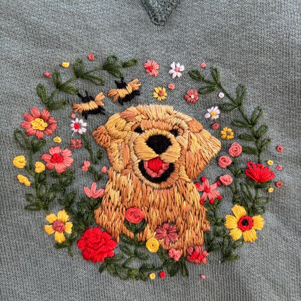 Golden Retriever Hand Embroidery Pattern, Dog Embroidery, Pet ...