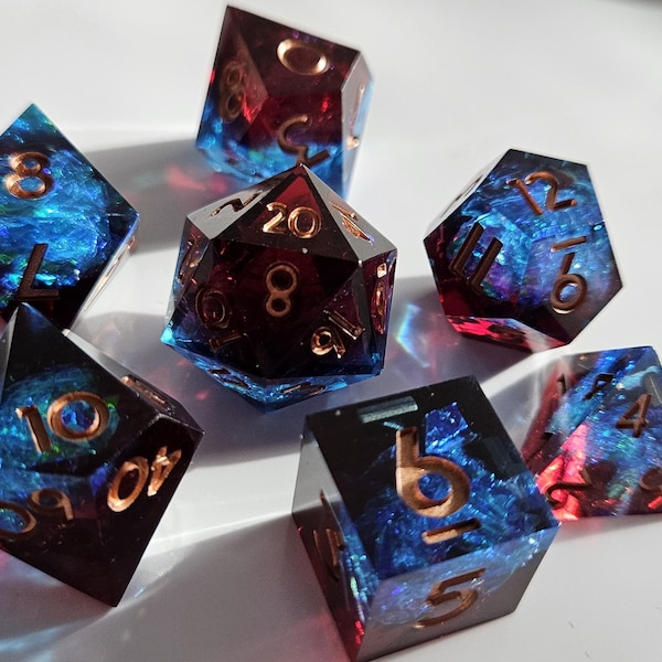 Green Lightning DND D20 Dice, Resin Sharp Edge Dice Set, D&D Dice Set ...