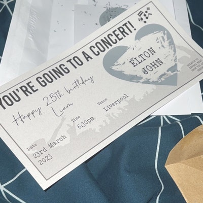 Personalised Surprise Birthday Card Personalised Surprise Concert ...